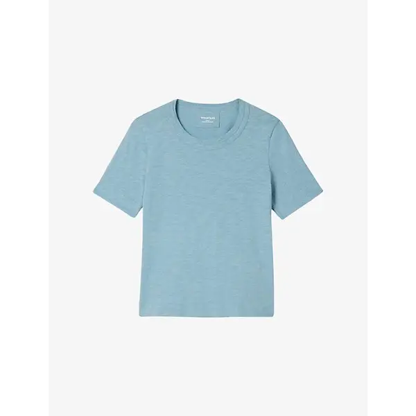 Whistles Rosa Double-trim Cotton-jersey T-shirt - Blue