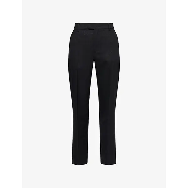 Casablanca Monogram Wool-blend Tailored Trousers - Black