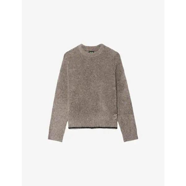 Zadig&Voltaire Markuz Brand-embroidered Wool-blend Jumper - Latte