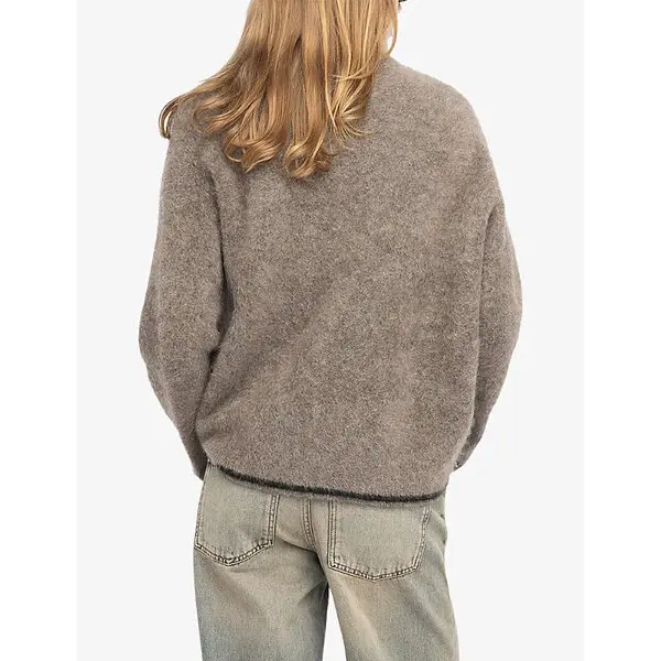 Zadig&Voltaire Brand-embroidered Wool-blend Jumper - Latte