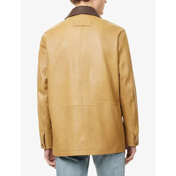Gant Decker Contrast-collar Leather Jacket