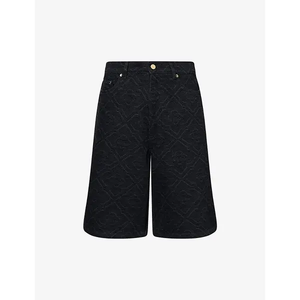 Casablanca Laser Monogram Denim Shorts - Black