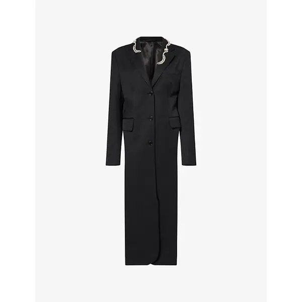 Simone Rocha Jewel-embellished Cutaway Wool-blend Tailcoat - Black Pearl Clear