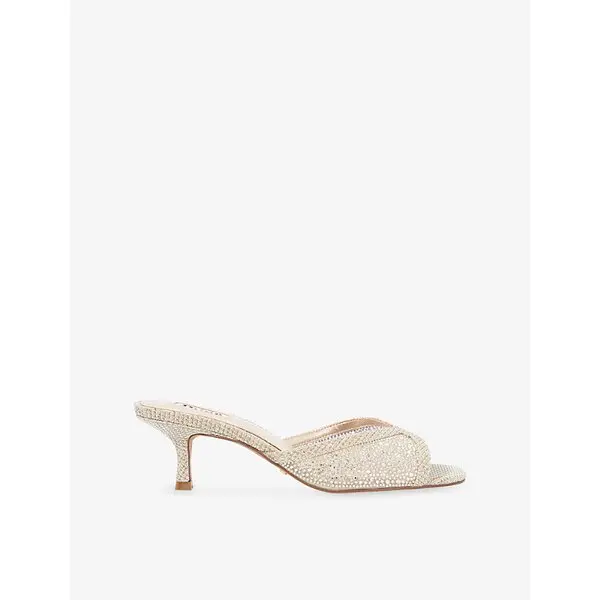 DUNE Milo Woven Heeled Mules - Gold Synthetic