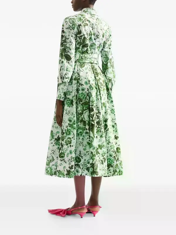 Erdem Leaf Print Tie Detailed Midi Dress