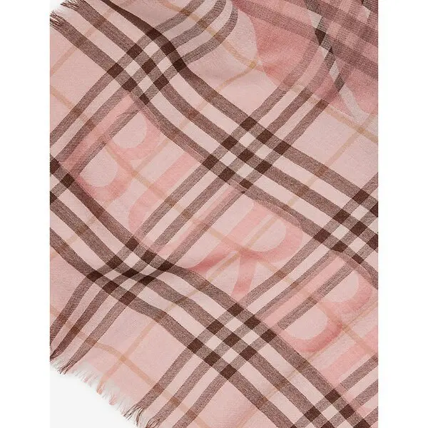 Burberry Wide Ekd Check Wool And Silk Scarf