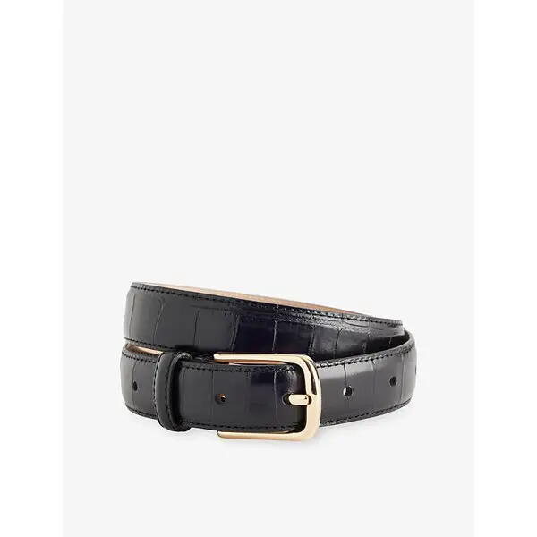 THE FRANKIE SHOP Dione Mock-croc Leather Belt - Black