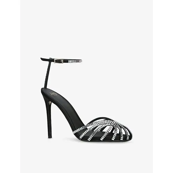 ALEVI MILANO Penelope 110 Embellished Satin Pumps - Black/comb