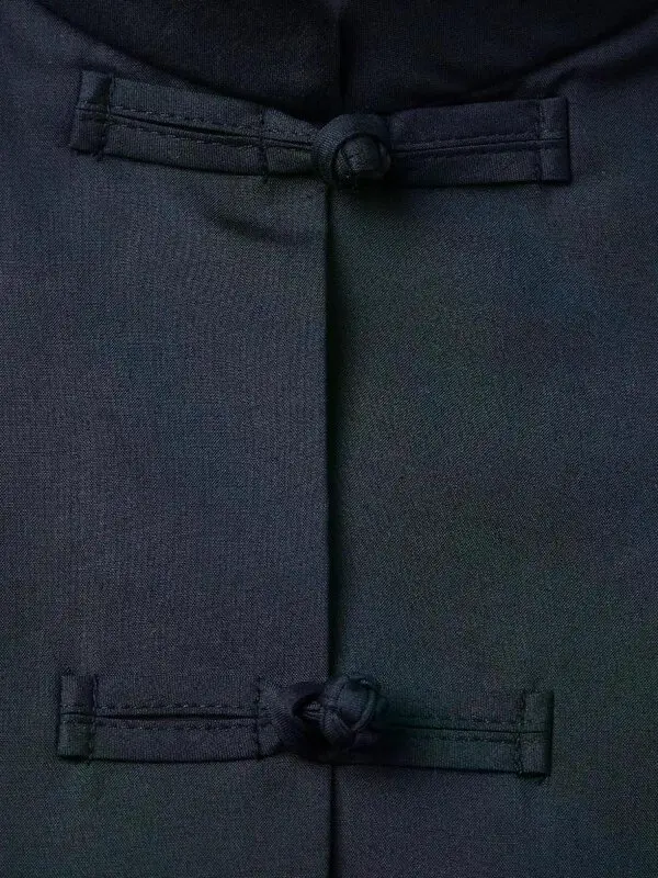 Shanghai Tang Silk Mandarin Collar Blouse - Blue