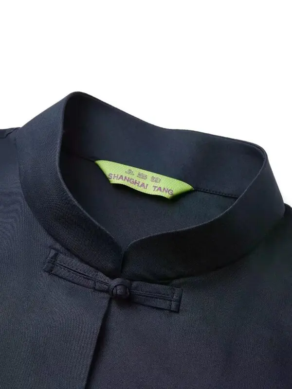 Shanghai Tang Silk Mandarin Collar Blouse - Blue
