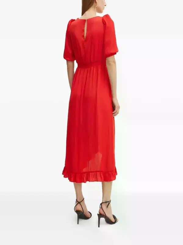 MORGAN Asymmetrical-hem V-neck Midi Dress