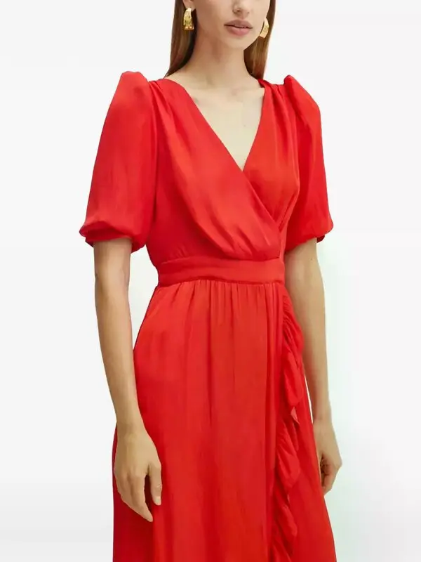 MORGAN Asymmetrical-hem V-neck Midi Dress