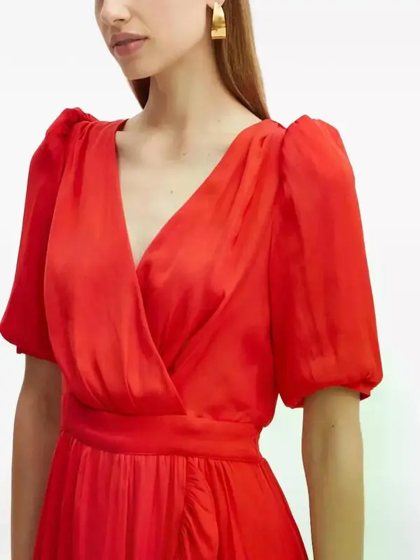 MORGAN Asymmetrical-hem V-neck Midi Dress
