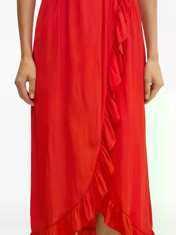 MORGAN Asymmetrical-hem V-neck Midi Dress