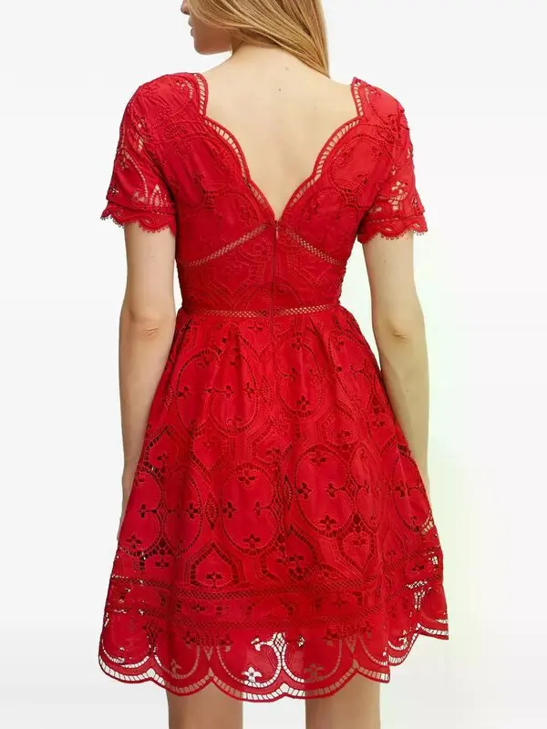 MORGAN Scalloped-trim V-neck Mini Dress