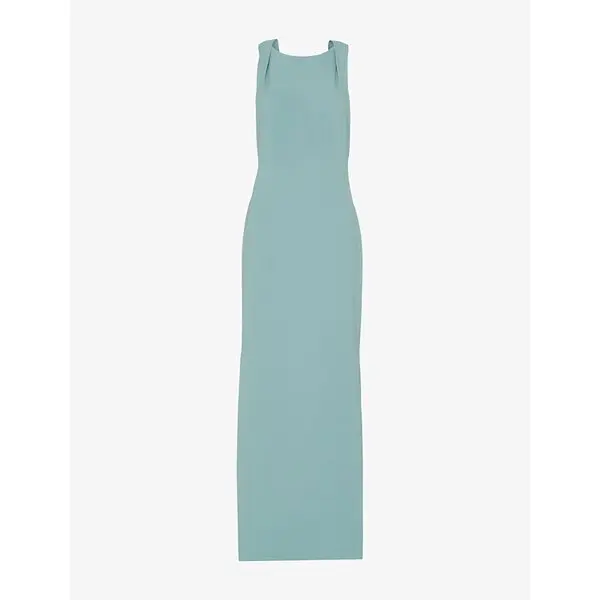 Whistles Tie-back Slim-fit Stretch-woven Maxi Dress - Sage Green