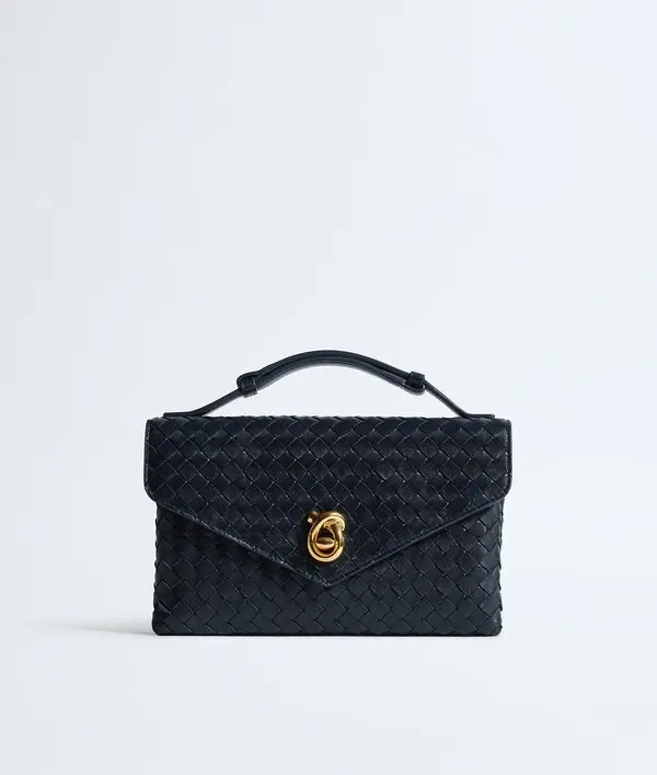 Bottega Veneta Intrecciato Leather Knot Lock Cross-body Bag - Midnight