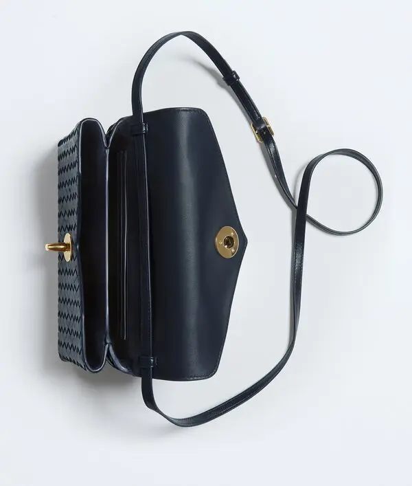 Bottega Veneta Intrecciato Leather Knot Lock Cross-body Bag - Midnight