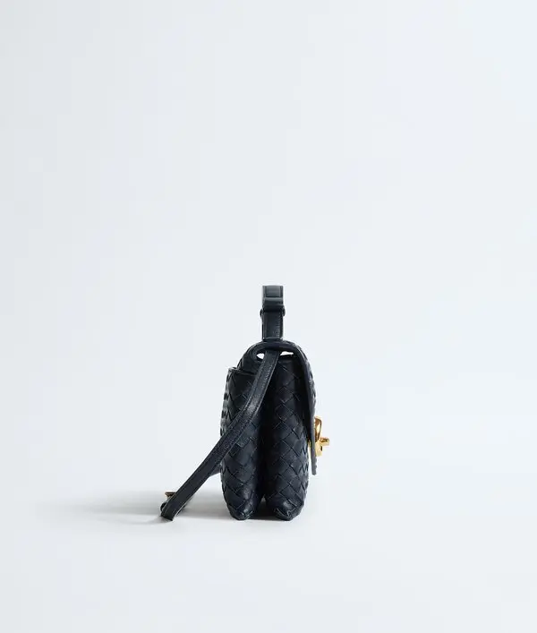 Bottega Veneta Intrecciato Leather Knot Lock Cross-body Bag - Midnight