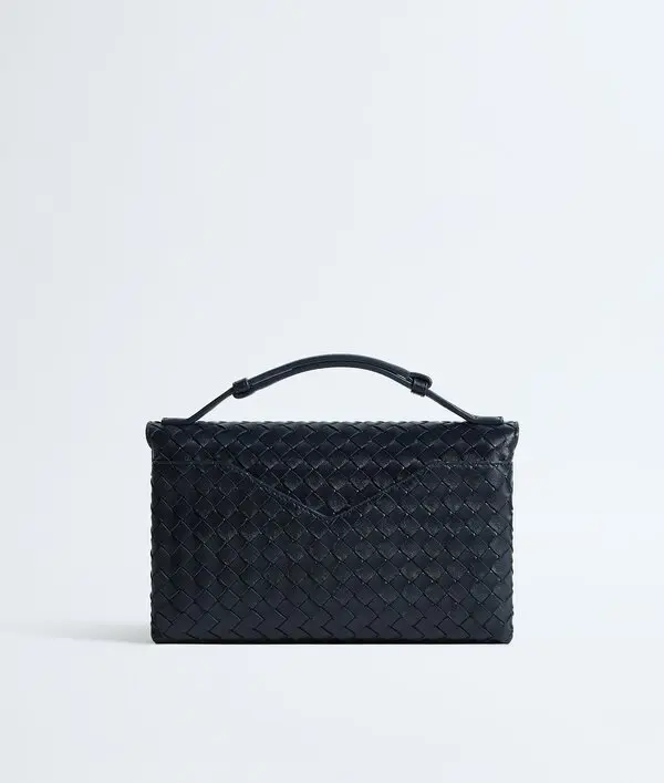 Bottega Veneta Intrecciato Leather Knot Lock Cross-body Bag - Midnight