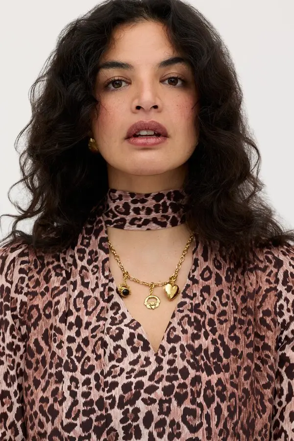 Rixo Moss Leopard Silk Blouse - Brown