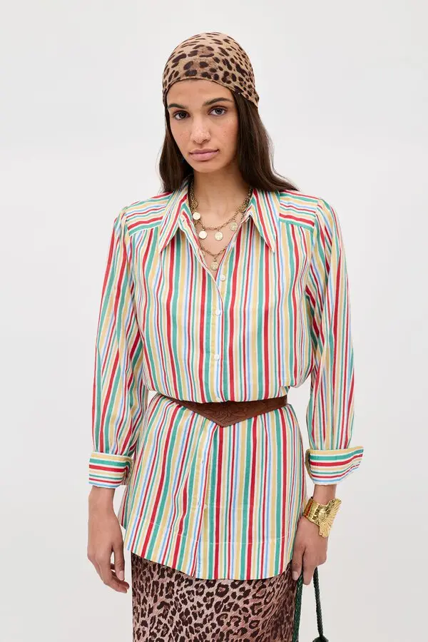 Rixo Ashlynn Maxime Stripe Ivory Blouse - Multi