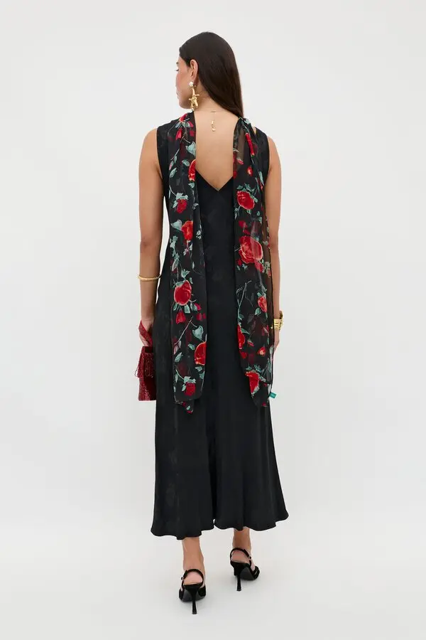 Rixo Sandrine Poppy Jacquard V-neck Midi Dress
