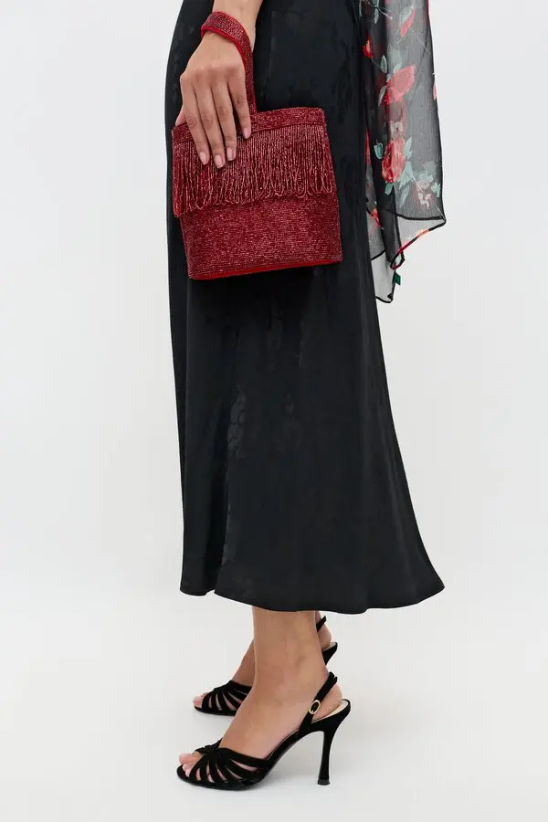 Rixo Sandrine Poppy Jacquard V-neck Midi Dress