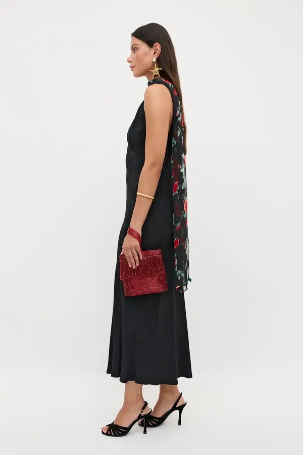 Rixo Sandrine Poppy Jacquard V-neck Midi Dress