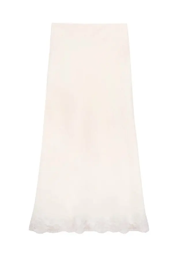 Rixo Crystal Lace-hem Midi Slip Skirt - Cream