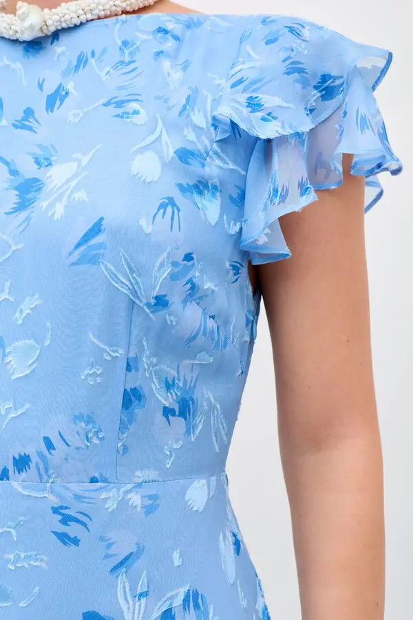 Rixo Ordinia Ava Devore Maxi Dress - Blue