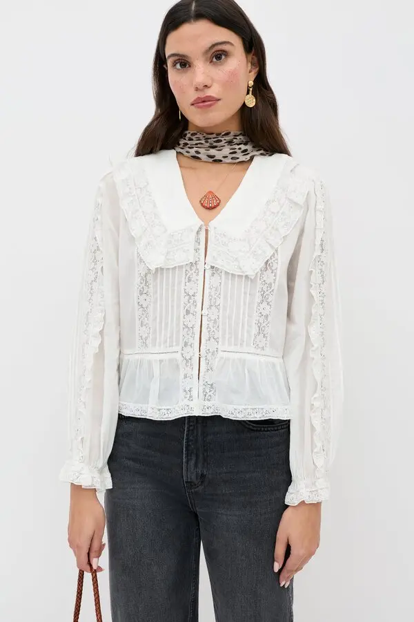 Rixo Maribelle Lace Top - Ivory