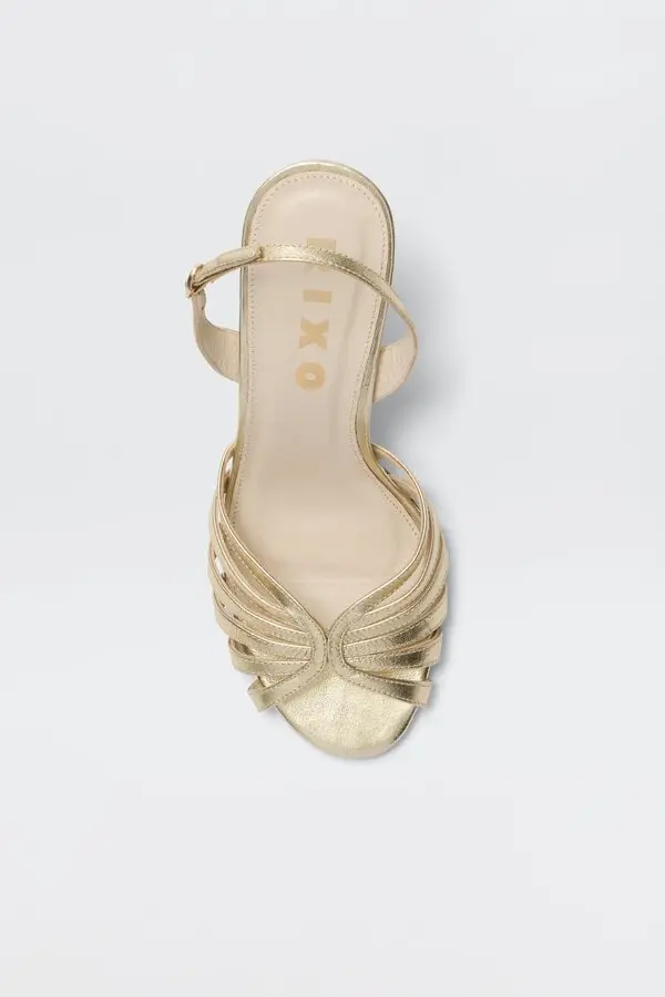 Rixo Leather Strappy Slingback Sandals - Gold