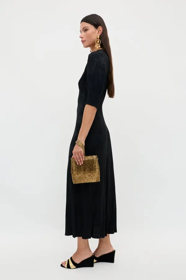 Rixo Zadie Poppy Jacquard Dress - Black