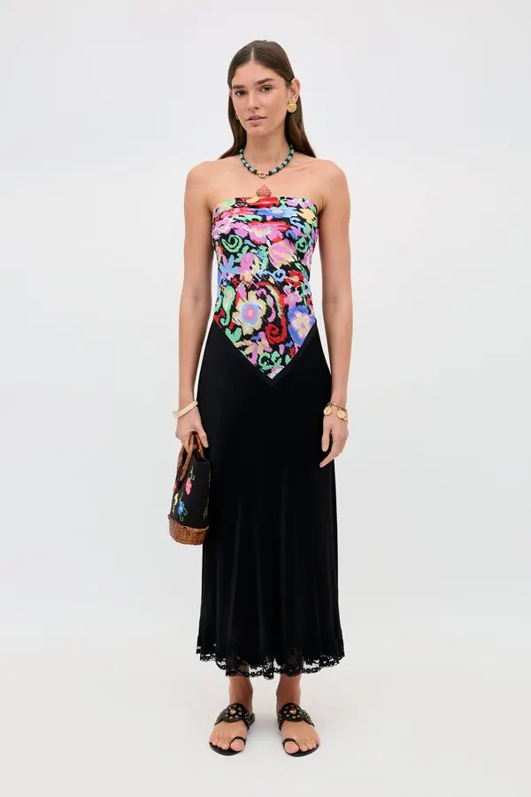 Rixo Lace-hem Midi Skirt - Black