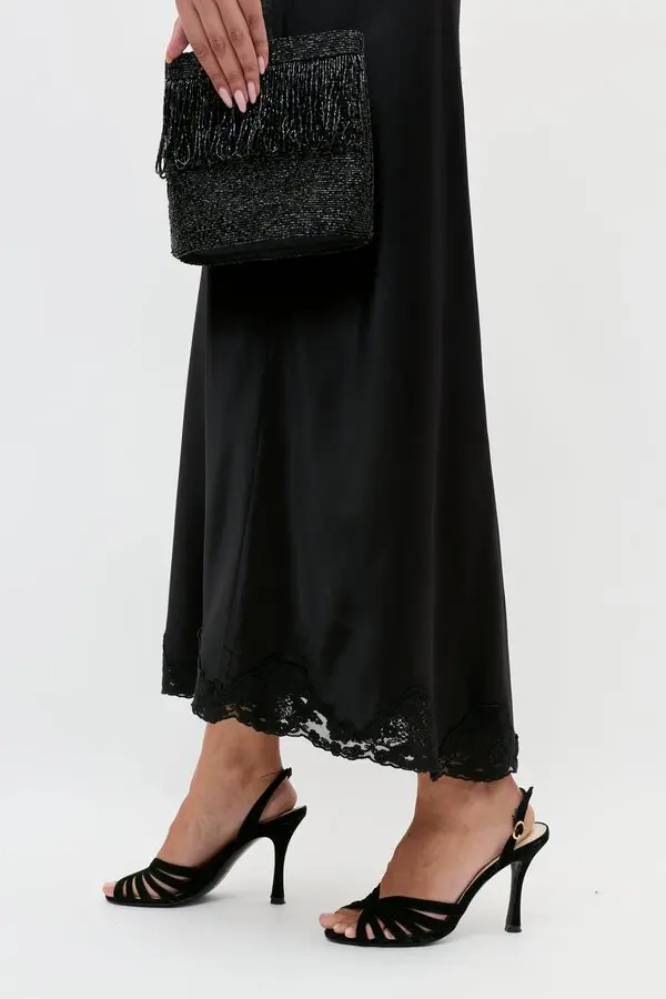 Rixo Lace-hem Midi Skirt - Black