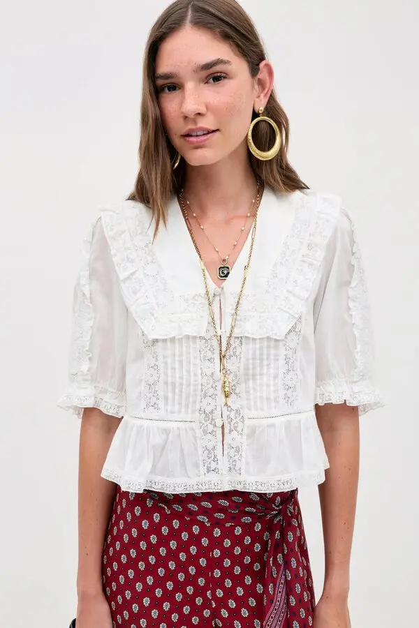 Rixo Ellery Puff-sleeve Top - White