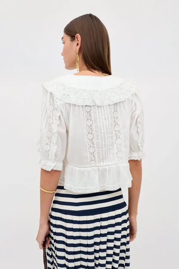 Rixo Ellery Puff-sleeve Top - White