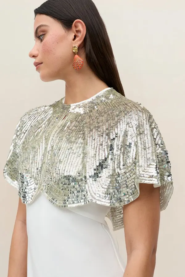 Rixo Evienne Embellished Cape