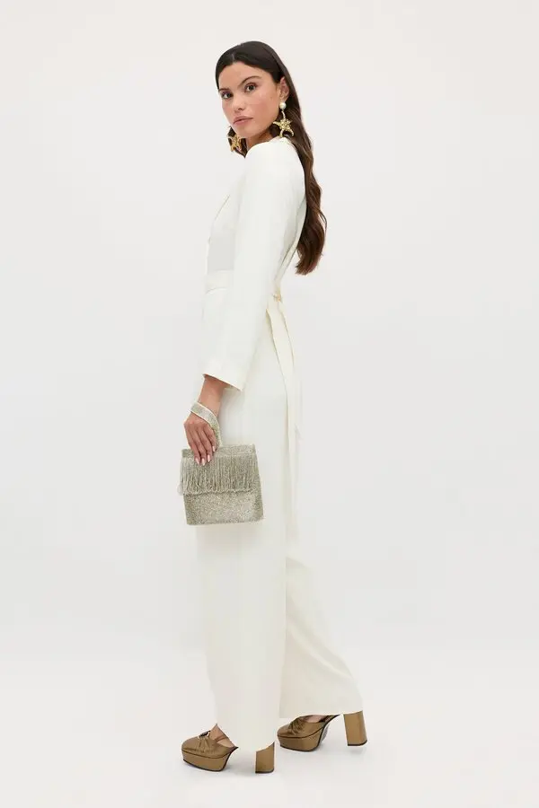 Rixo Emilia Silk Tuxedo Jumpsuit