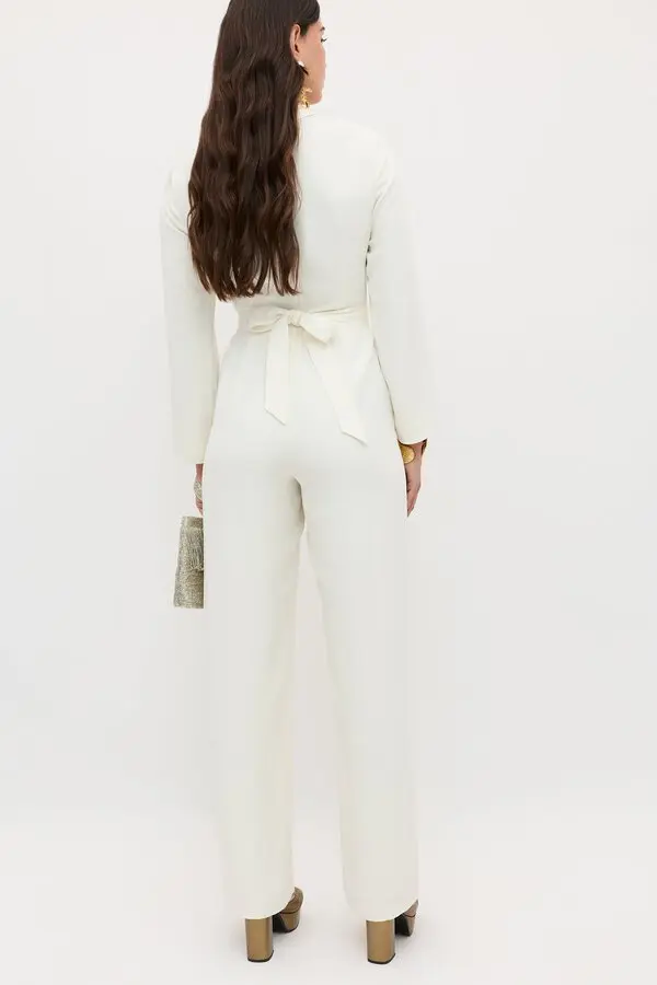 Rixo Emilia Silk Tuxedo Jumpsuit