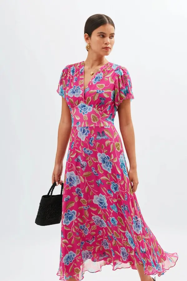 Rixo Corrine Butterfly Floral Dress