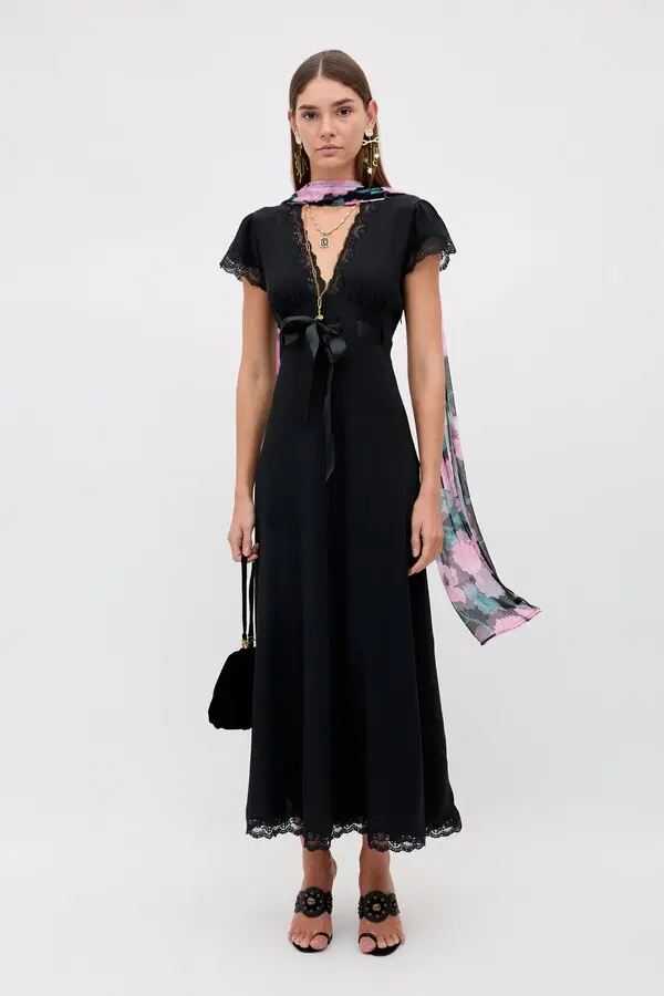 Rixo Marlice Midi Dress - Black