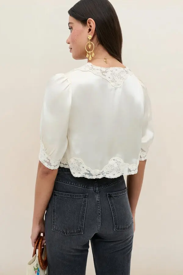 Rixo Amara Champagne Top - Cream