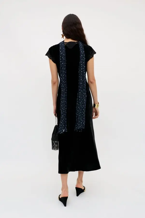 Rixo Amari Velvet Midi Dress