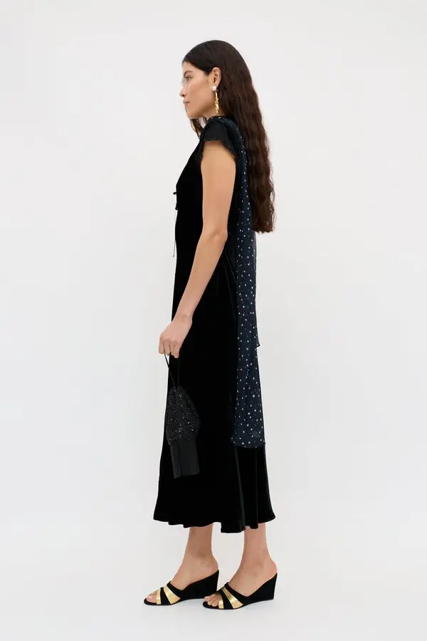 Rixo Amari Velvet Midi Dress