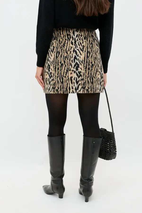 Rixo Mariah Bohemia Leopard Cotton Midi Skirt