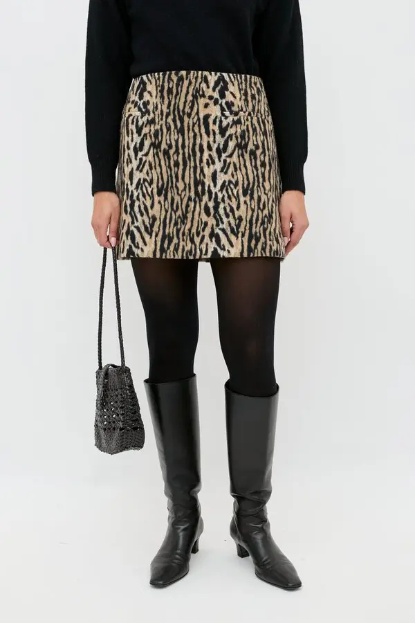 Rixo Mariah Bohemia Leopard Cotton Midi Skirt