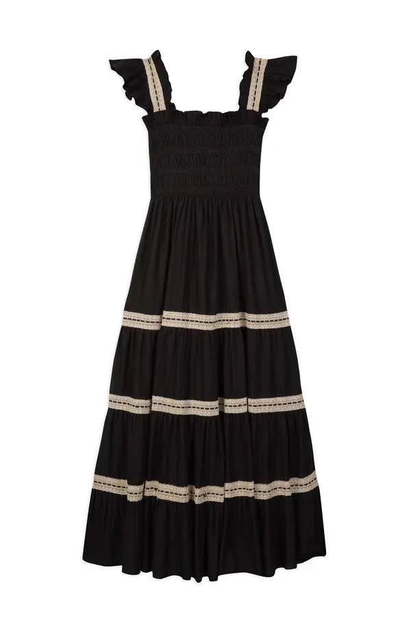 Rixo Aubrie Tiered Midi Dress - Black
