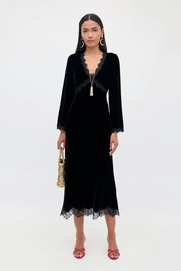 Rixo Alessi Regular Dress - Black